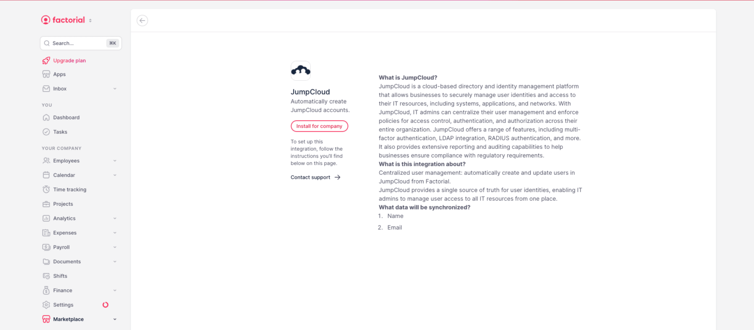 Factorial JumpCloud Integration: New Release - Factorial