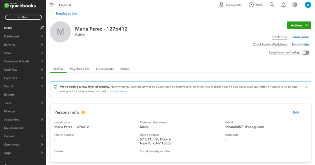 Payroll Integration with QuickBooks Payroll Online - Factorial