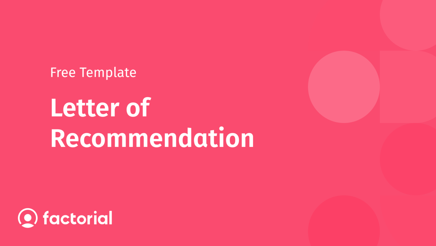 Letter of Recommendation Sample By HR Manager- Factorial